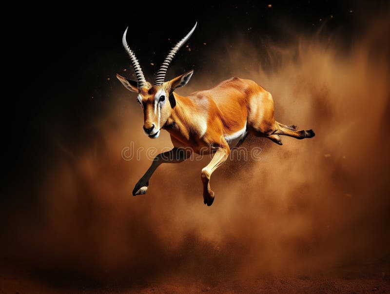 Running Springbok Jumping High Stock Illustration - Illustration of ...