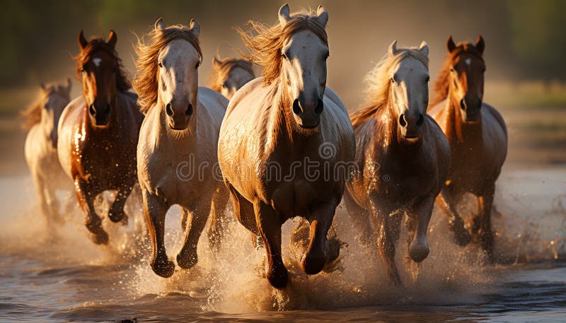 Running Stallion in the Meadow, Showcasing Beauty and Freedom Generated ...