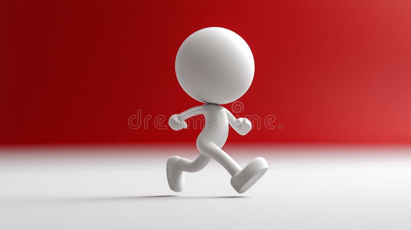 Running Stickman: Red on White. Generative AI Stock Illustration ...