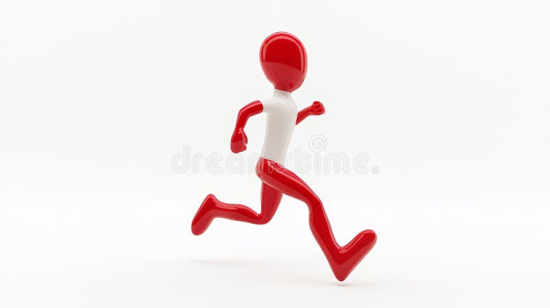 Running Stickman: Red on White. Generative AI Stock Illustration ...