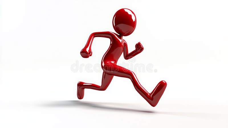 Running Stickman: Red on White. Generative AI Stock Illustration ...