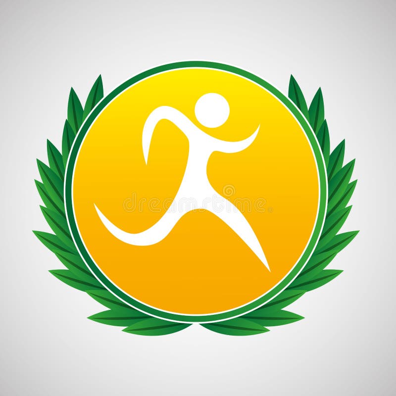 Running Symbol Label Laurel Wreaths Stock Vector - Illustration of ...