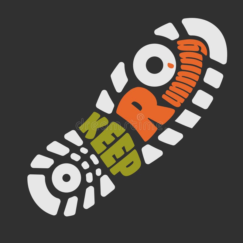 Running Symbol with Sport Shoe Print Stock Vector - Illustration of ...