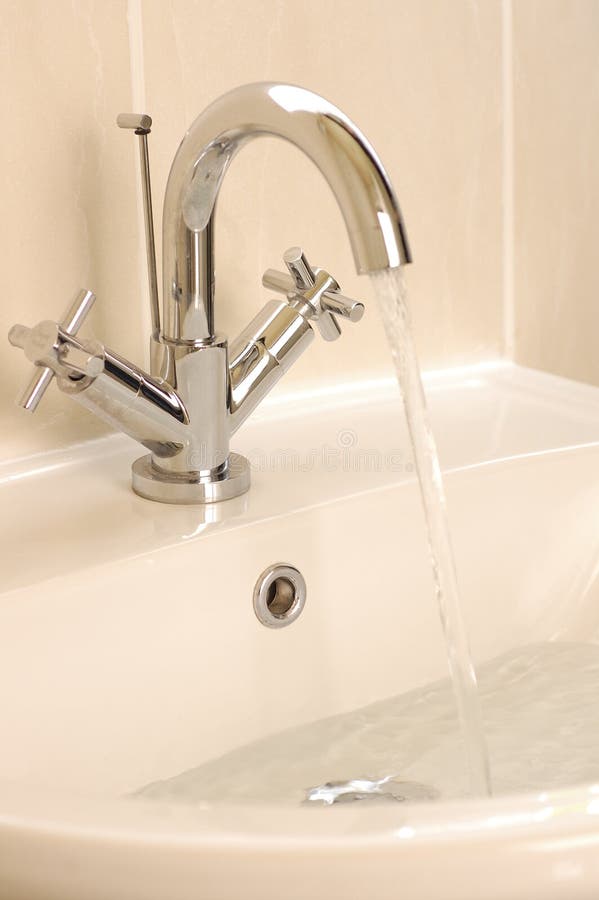 Running tap stock image. Image of waste, fitting, plated - 2495821