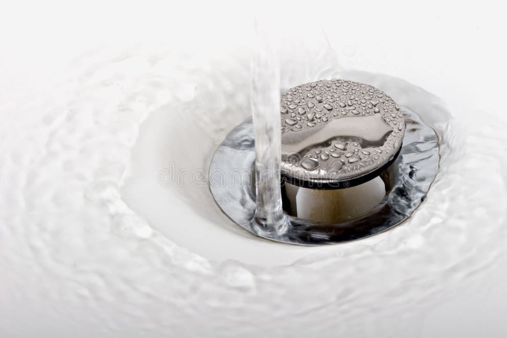 Running Tap Water in a Sink Down the Drain Stock Image - Image of open ...