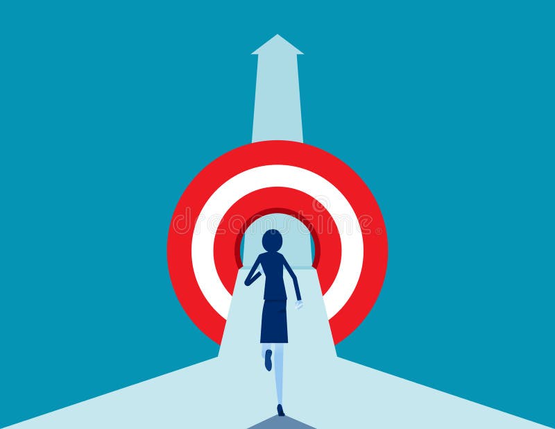 Target Business Illustration. People Run To Their Goal, Move Up ...