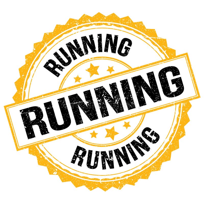 RUNNING Text on Yellow-black Round Stamp Sign Stock Illustration ...