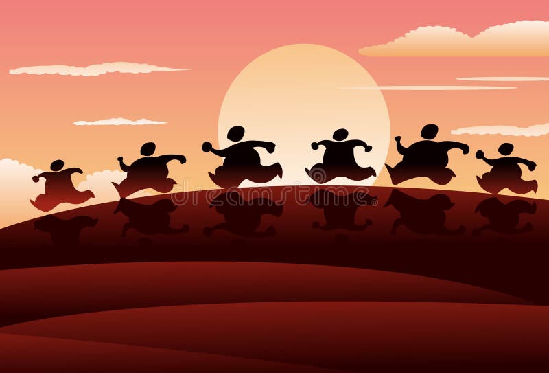 Running To Shed Excess Weight Stock Illustration - Illustration of ...