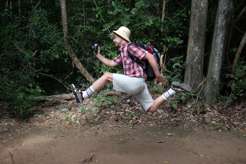Running a tourist stock image. Image of forest, activity - 37185483