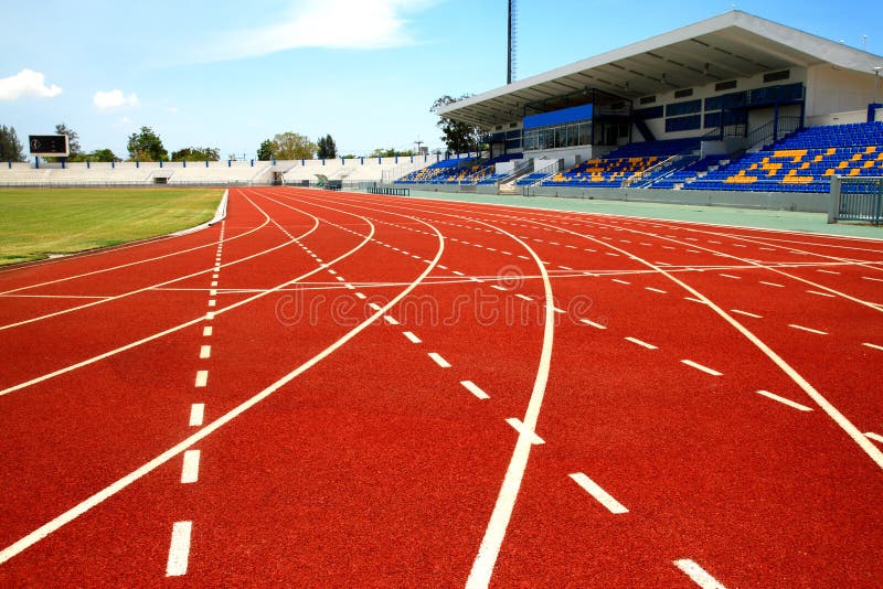 Athletics Stadium Running Tracks Football Pitch Stock Photo - Image of ...