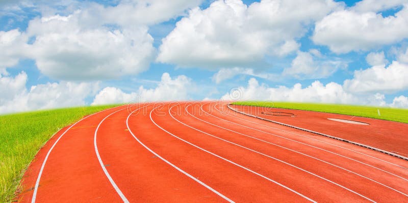 Running Track with the Blue Sky Stock Photo - Image of lanes, blue ...