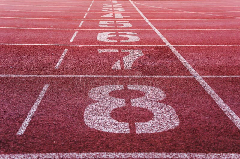 Running Track Closeup Numbers Eight Stock Photo - Image of lane ...