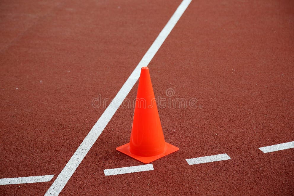 Running track with cone stock photo. Image of contest - 49184902