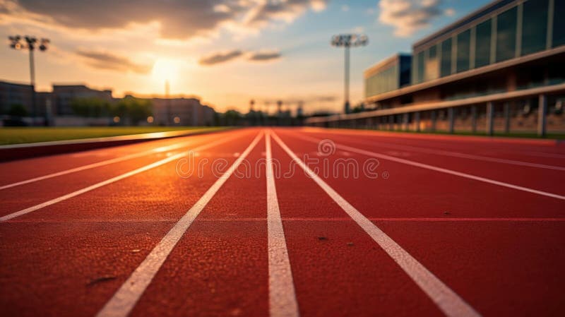 Running Track Field at Sunset for Competition and Athletics Concept ...