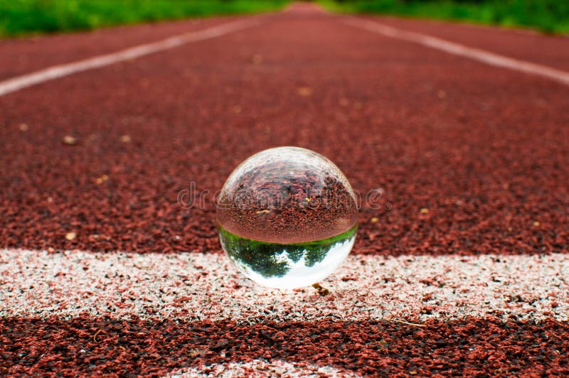 Running Track with Glass Sphere Stock Photo - Image of running, race ...