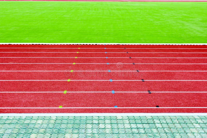 Running Track and Green Grass Stock Photo - Image of sprint, finish ...