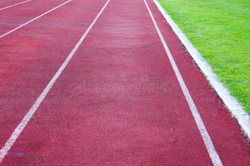 Running Track and Green Grass Stock Image - Image of field, athlete ...