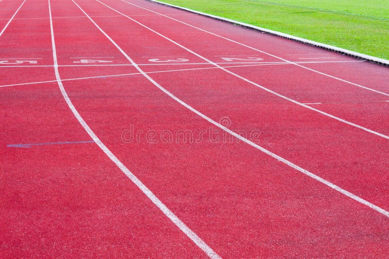 Running Track and Green Grass Stock Photo - Image of area, athlete ...