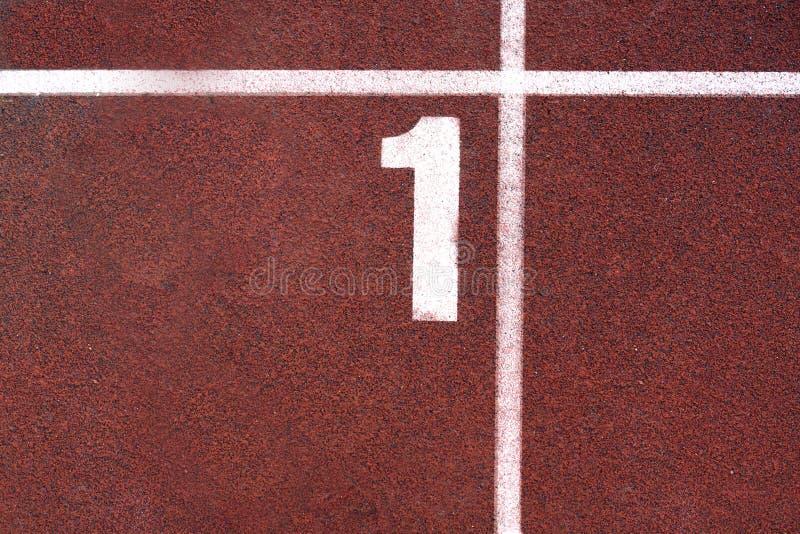 Running Track with Lane Number One Marked Stock Photo - Image of ...