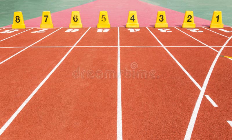 Running Track with Lane Numbers. Stock Photo - Image of athlete ...