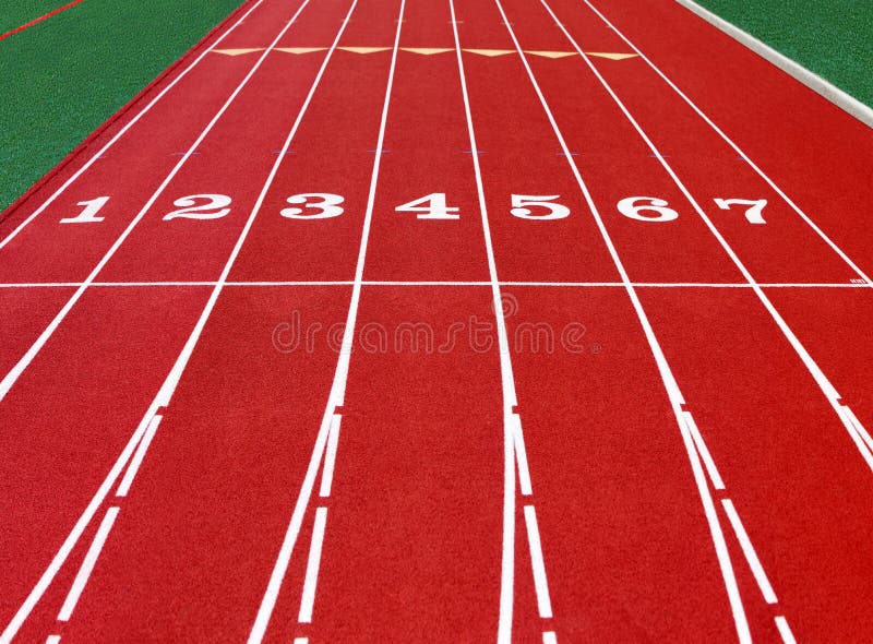 Running Track with Marked Lane Numbers Stock Image - Image of ...