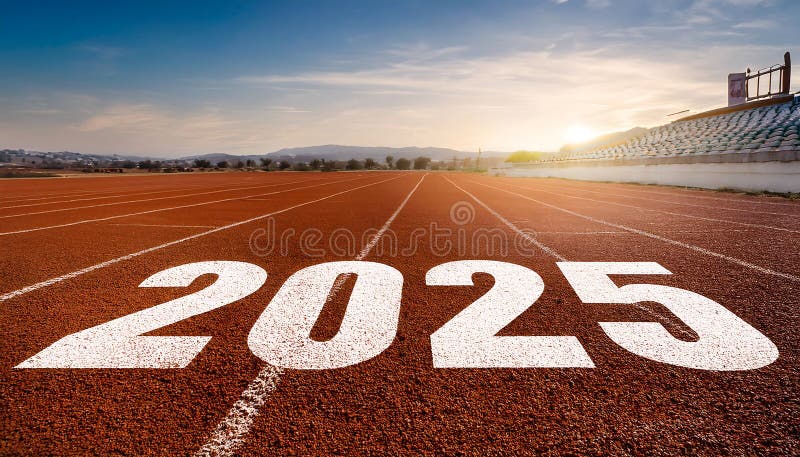 Running Track Marked with 2025, Representing New Year Resolutions and ...