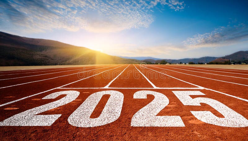 Running Track Marked with 2025, Representing New Year Resolutions and ...
