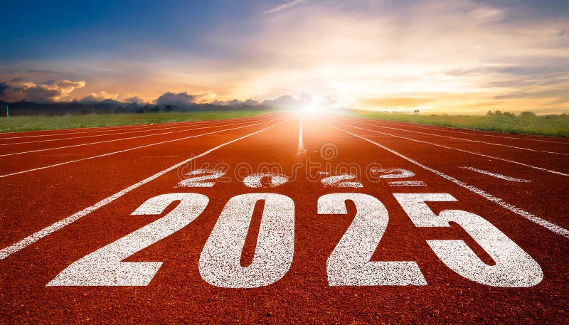 Running Track Marked with 2025, Representing New Year Resolutions and ...