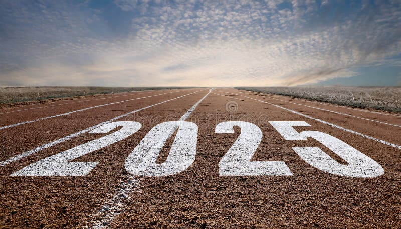 Running Track Marked with 2025, Representing New Year Resolutions and ...