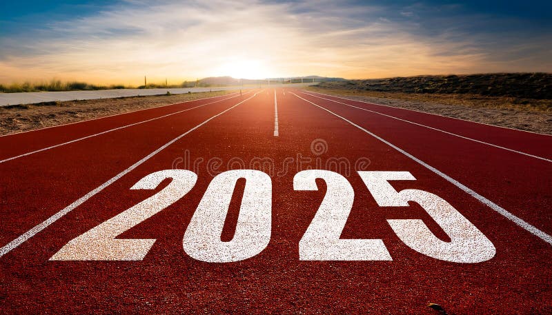Running Track Marked with 2025, Representing New Year Resolutions and ...