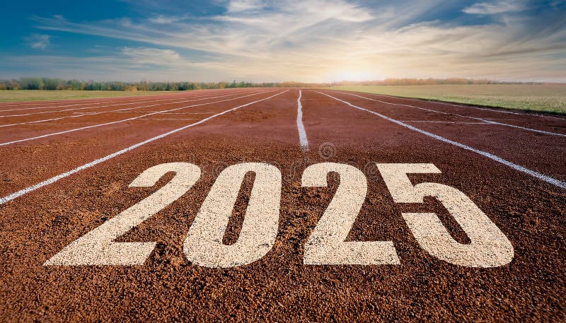 Running Track Marked with 2025 Symbolizing New Year Resolutions and ...