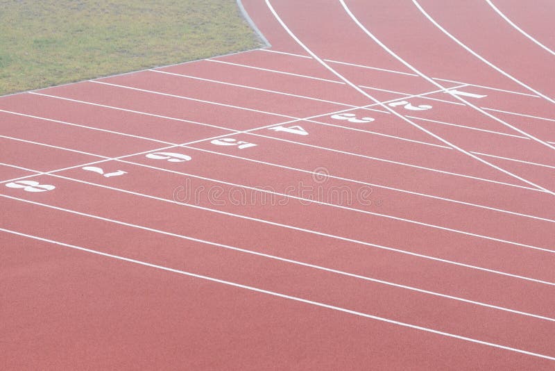 Running Track with Markings in an Outdoor Stadium Stock Photo - Image ...