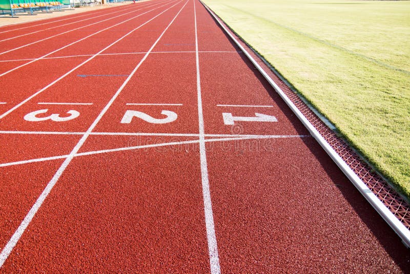 Running Track in the Morning. Stock Image - Image of start, strong ...