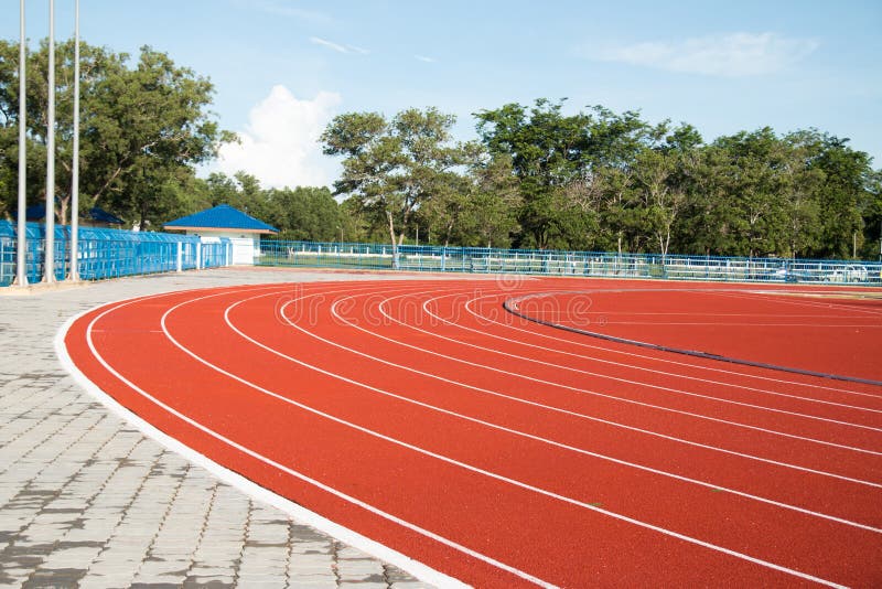 Running Track in the Morning. Stock Photo - Image of rubber, sprint ...
