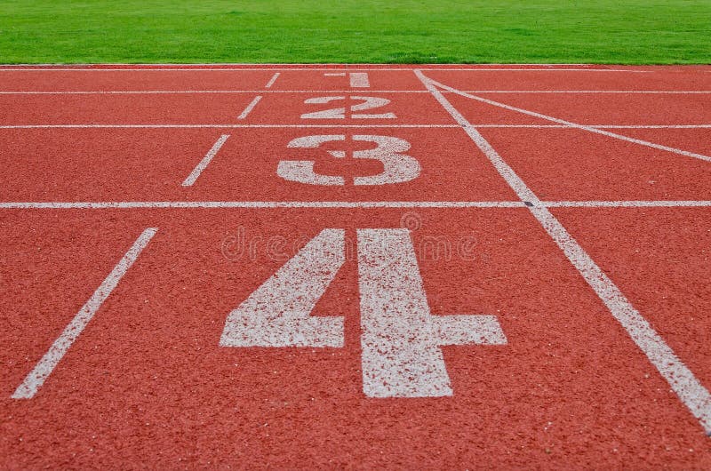 Running Track Numbers One Two Three Four in Stadium Stock Photo - Image ...