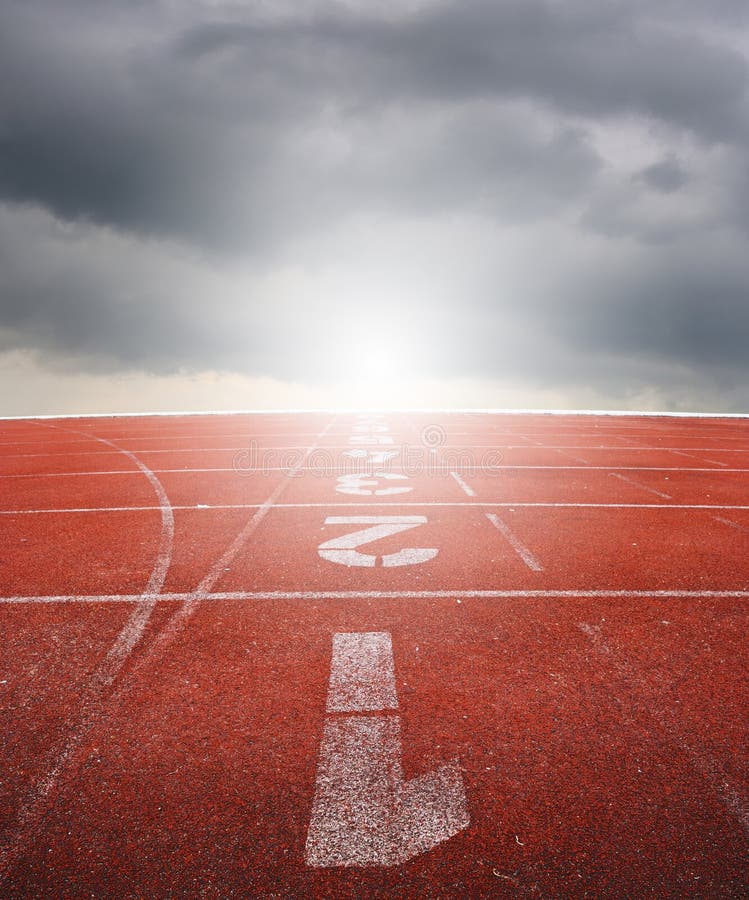 Running Track One Two Three with Raincloud Stock Image - Image of line ...