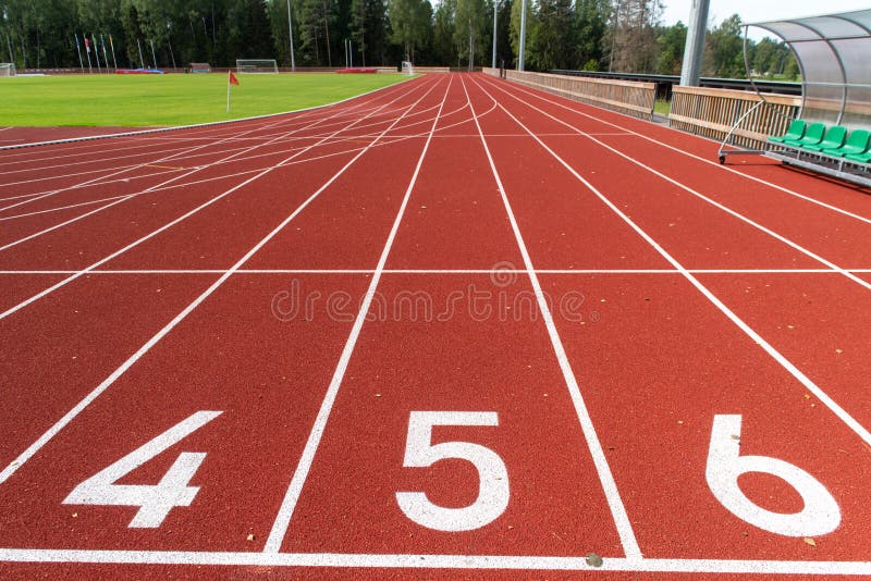 Running Track in an Outdoor Stadium Stock Photo - Image of outdoor ...