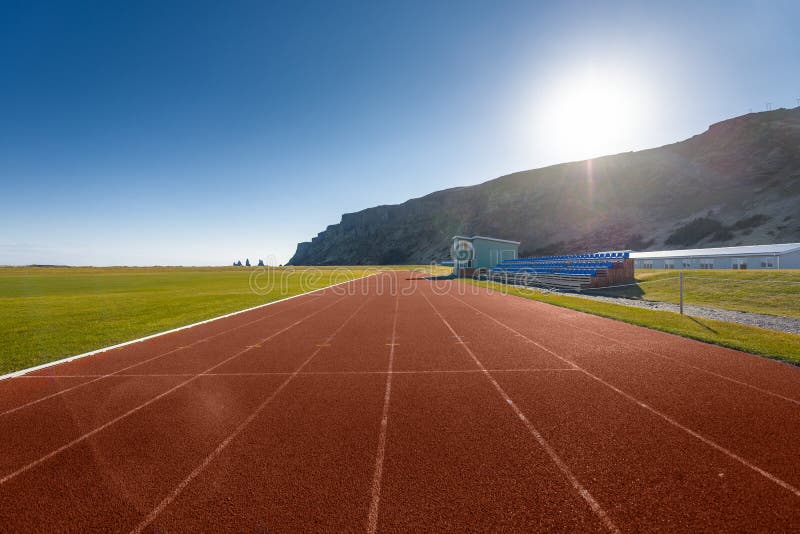 Running track outdoors stock image. Image of blue, mountain - 72168011