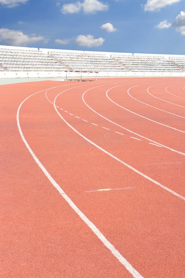 Running Track Over Blue Sky and Clouds Stock Image - Image of health ...