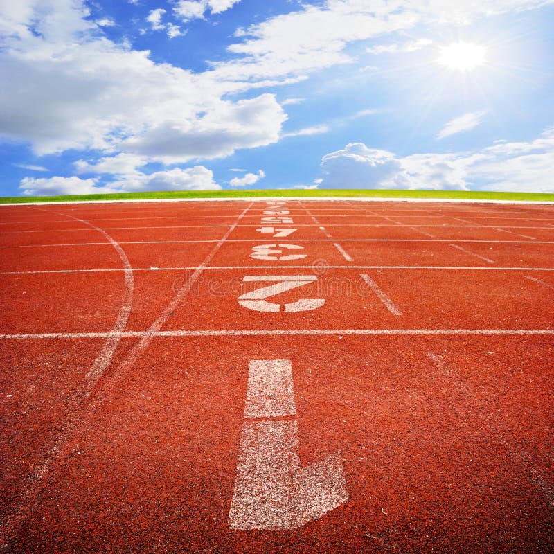 Running Track with Sky Cloud Stock Image - Image of line, competitive ...