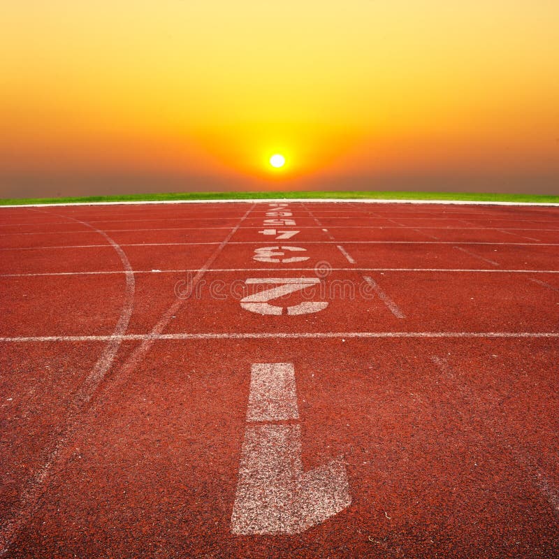 Running Track with Sky Sunset Stock Photo - Image of area, concept ...