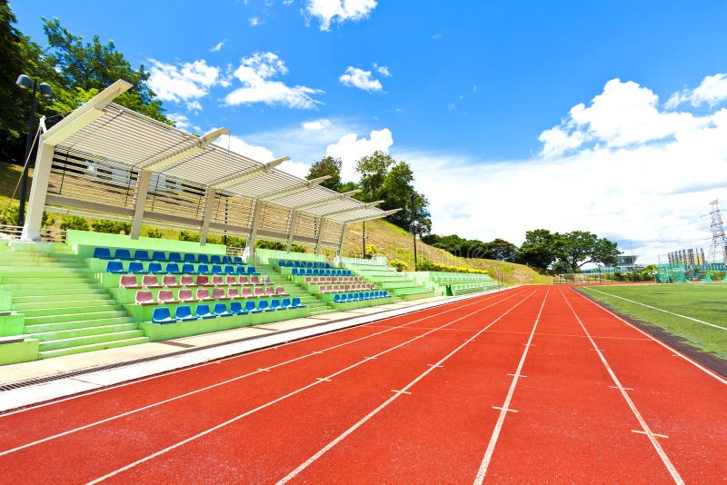Running Track in Sports Ground Stock Photo - Image of recreation, high ...