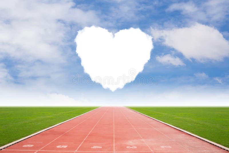 Running Track in Stadium with Heart Cloud Shape Stock Image - Image of ...