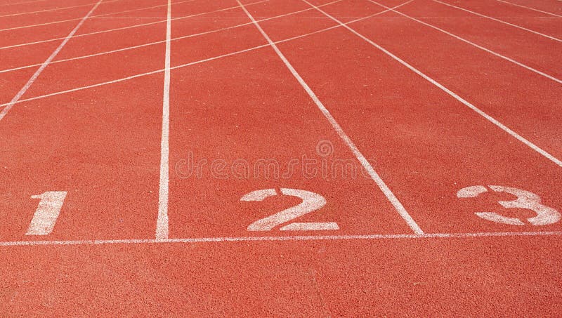 Athletes At Starting Line On Race Track Stock Photo - Image of position ...