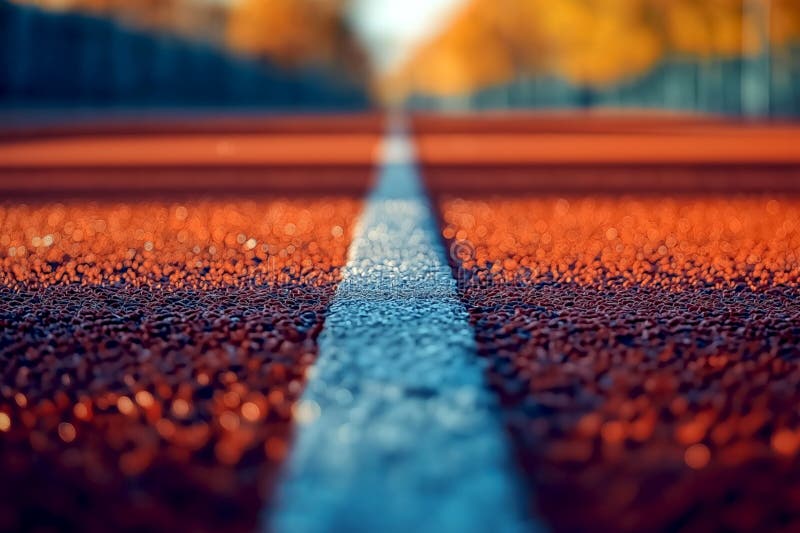 A Running Track Stretches into the Distance, Featuring a Bright Orange ...