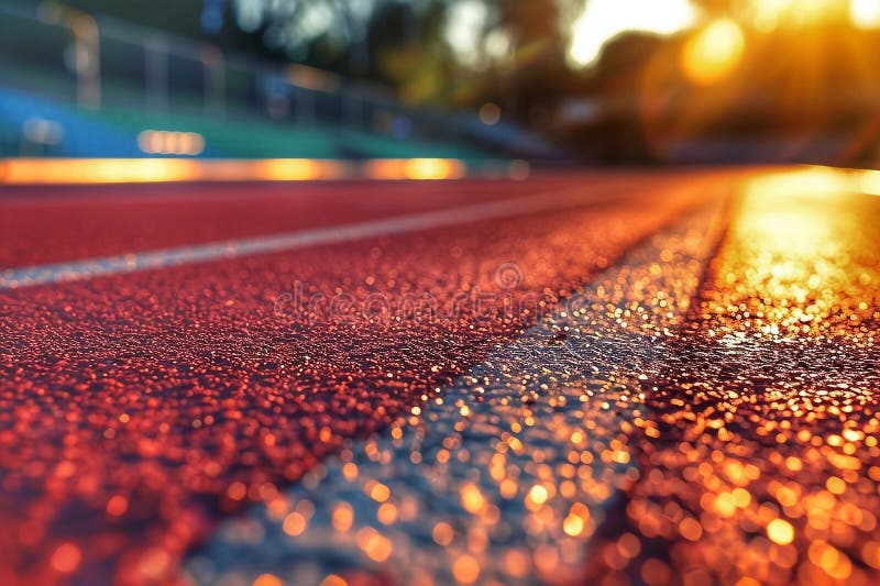 Running Track in Sunset Light Stock Illustration - Illustration of race ...