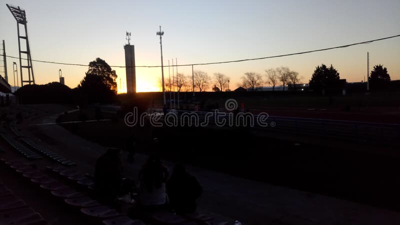 Running track sunset stock image. Image of track, night - 159979027