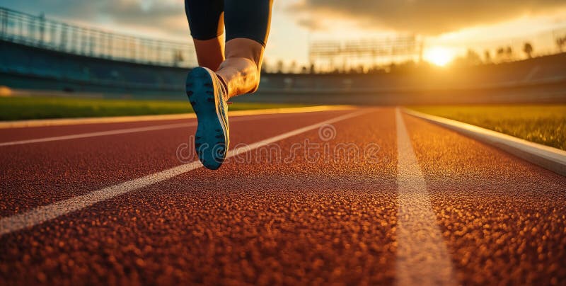 Running Track with Sunset and 2025 Text Symbolizing a New Year of ...