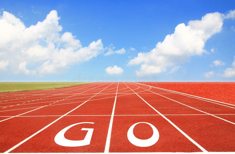 Running Track with Three Lanes Over Sky Stock Photo - Image of contest ...