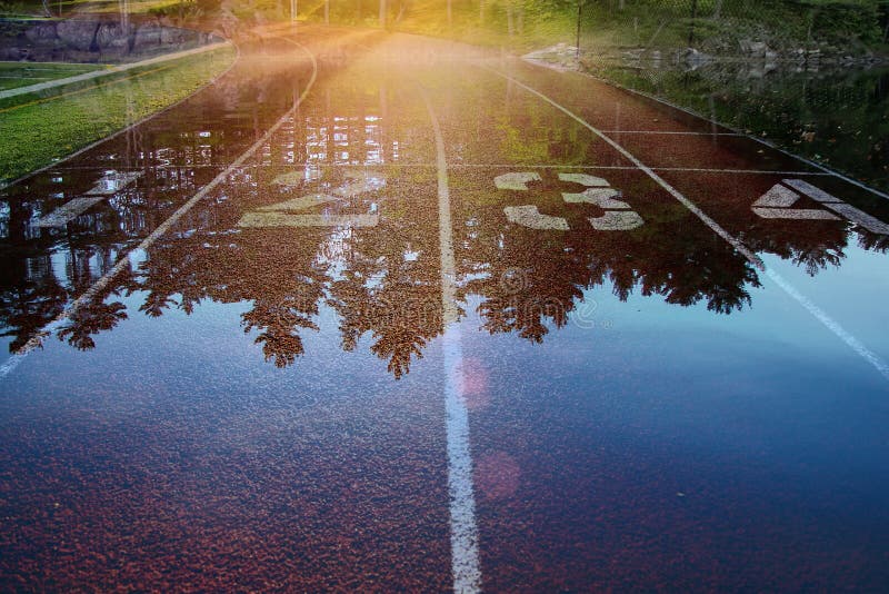 Running tracks in college stock photo. Image of indoor - 174247438